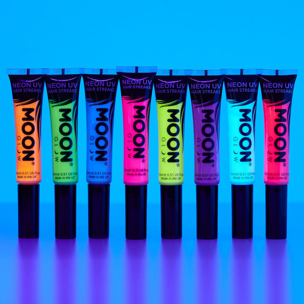 Neon UV Glow Blacklight Hair Streaks by Moon Glow – Moon Fun Makeup